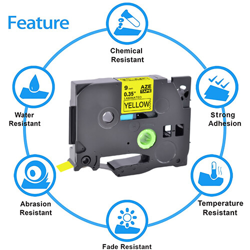 2x Non-OEM Label Tape TZe621 Laminated for Brother P-Touch Black on ...