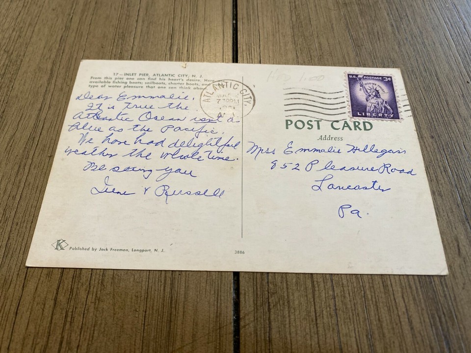 INLET PIER Atlantic City, New Jersey Postcard 1960's Vintage STARNS ...