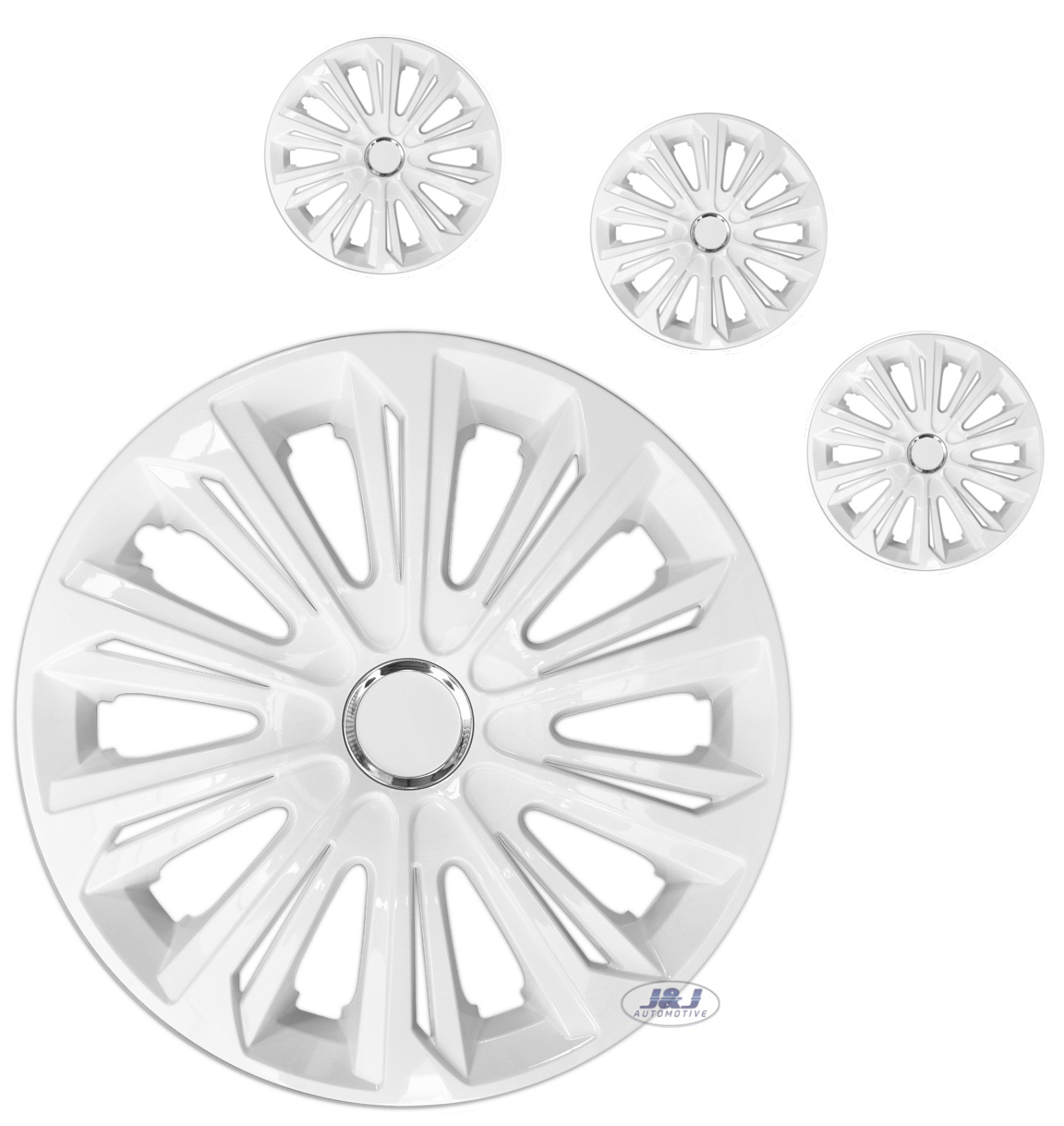15" Wheel Trims Covers White Gloss Hub Caps 15 Inch Strong 4-Pcs Set ...