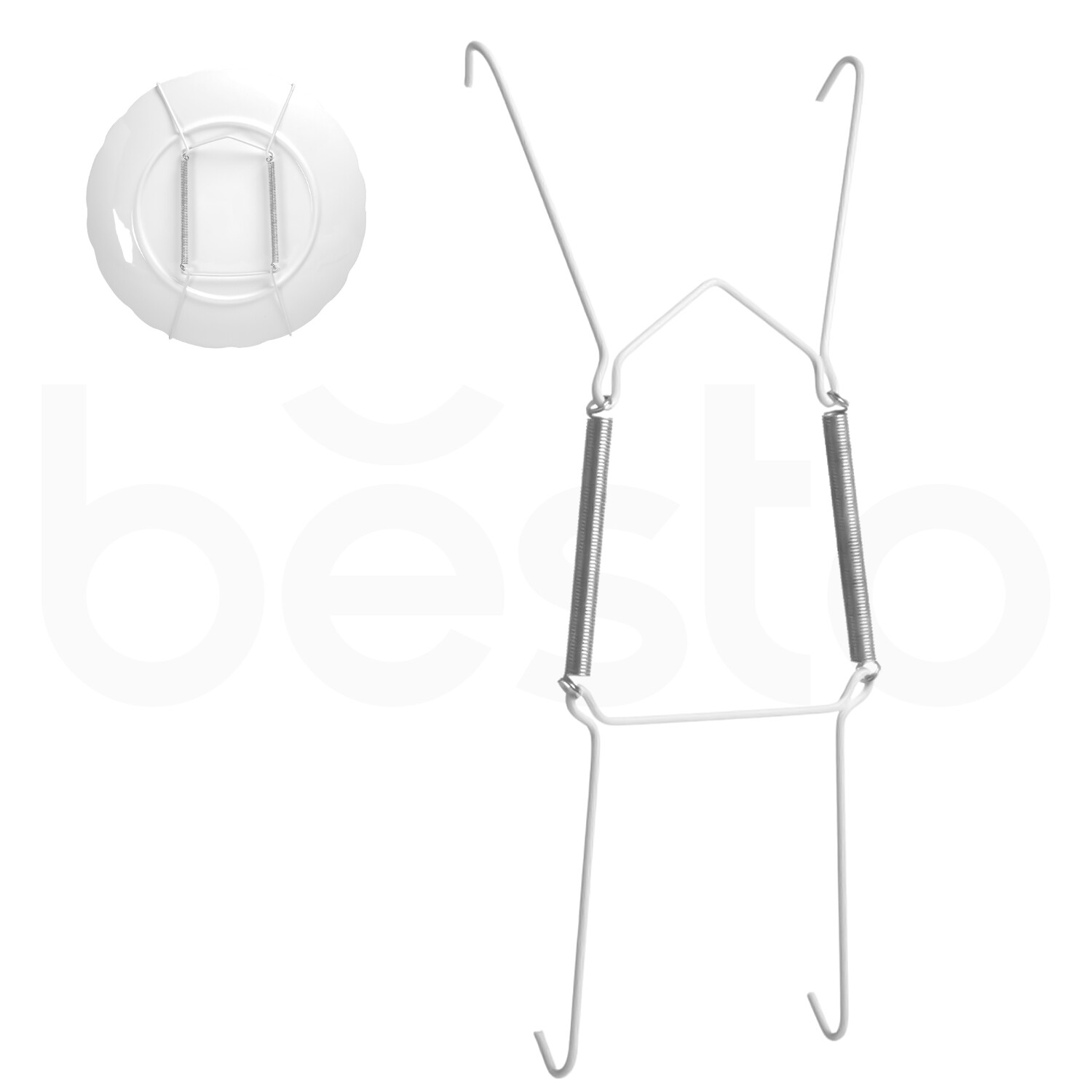 Wire Plate Holder Hanger Wall Display Hanging Art Deco White Adjustable ...