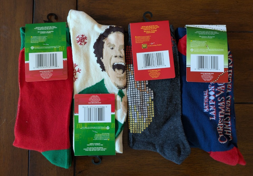 Lot 4 Holiday Comedy Movie Socks Elf-Home Alone-Christmas Vacation ...
