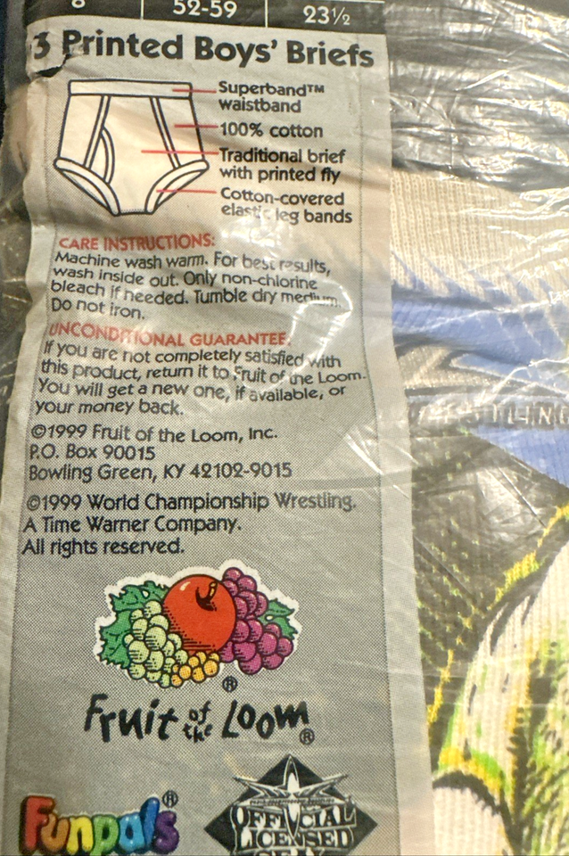 Vantage 1999 Funpals Boys Briefs Size 8 World Championship Wrestling ...