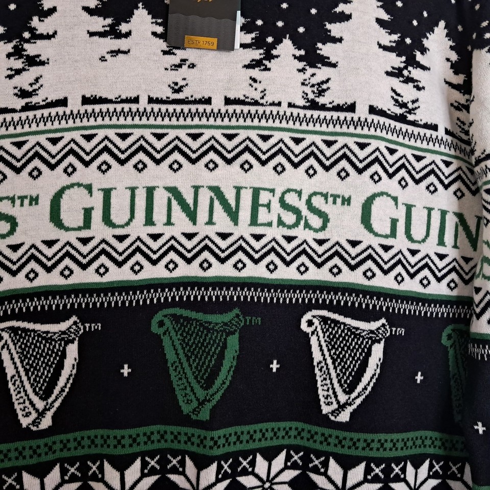 Guinness Christmas Xmas Jumper Fair Isle Knitted Party Jumper Day Mens ...