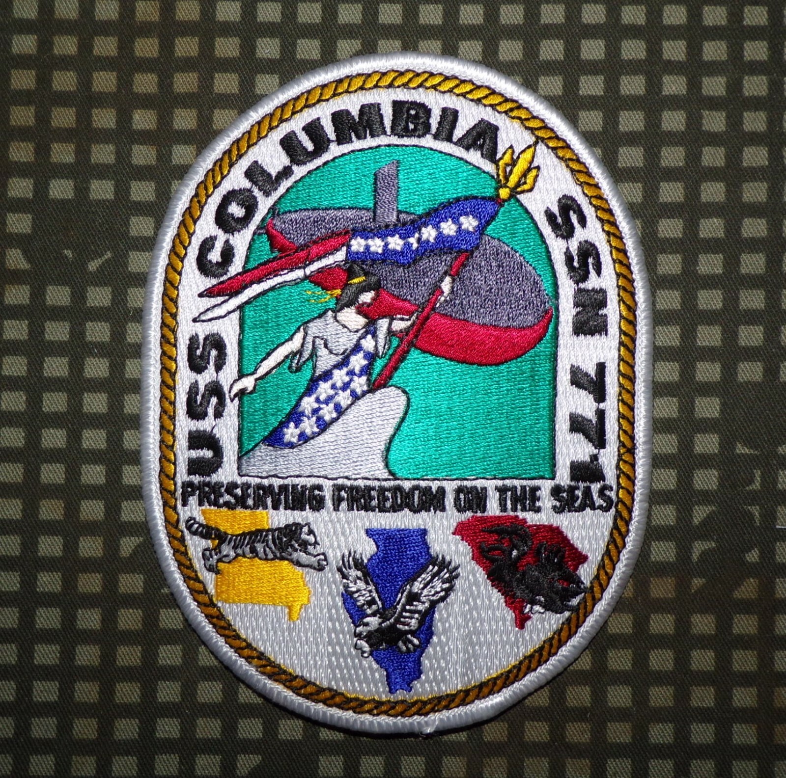 US Navy USS Columbia SSN 771 Submarine Embroidered Full Color Patch | eBay