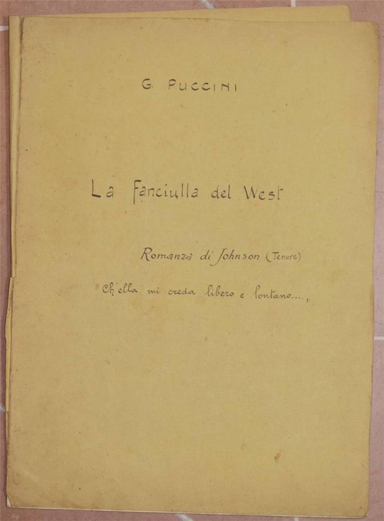 Giacomo Puccini La Doncella De West Romanza Johnson Partitura ...