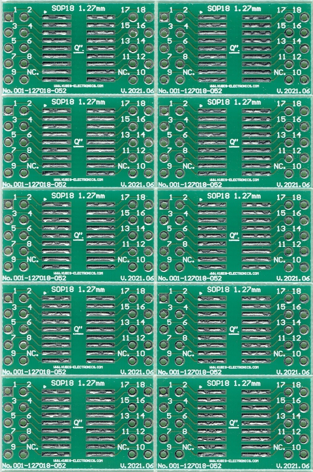 SO18,SOP18,SOIC18,SOM18,SOX18,PG-DSO-18 1.27mm(0.05") to 2xIDC2x5 - 10 ...