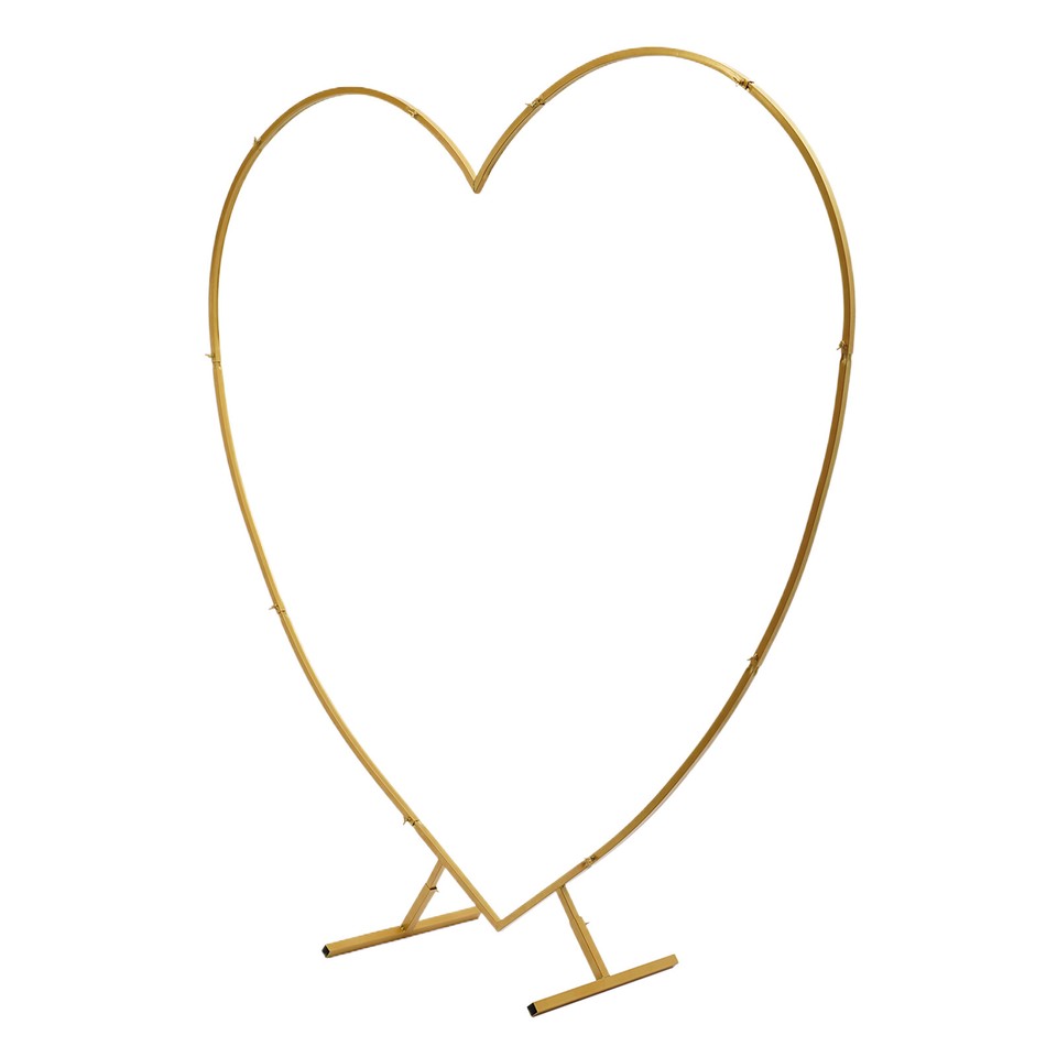210cm(6.89ft) Heart Shaped Gold Metal Balloon Arch Stand Frame Display ...