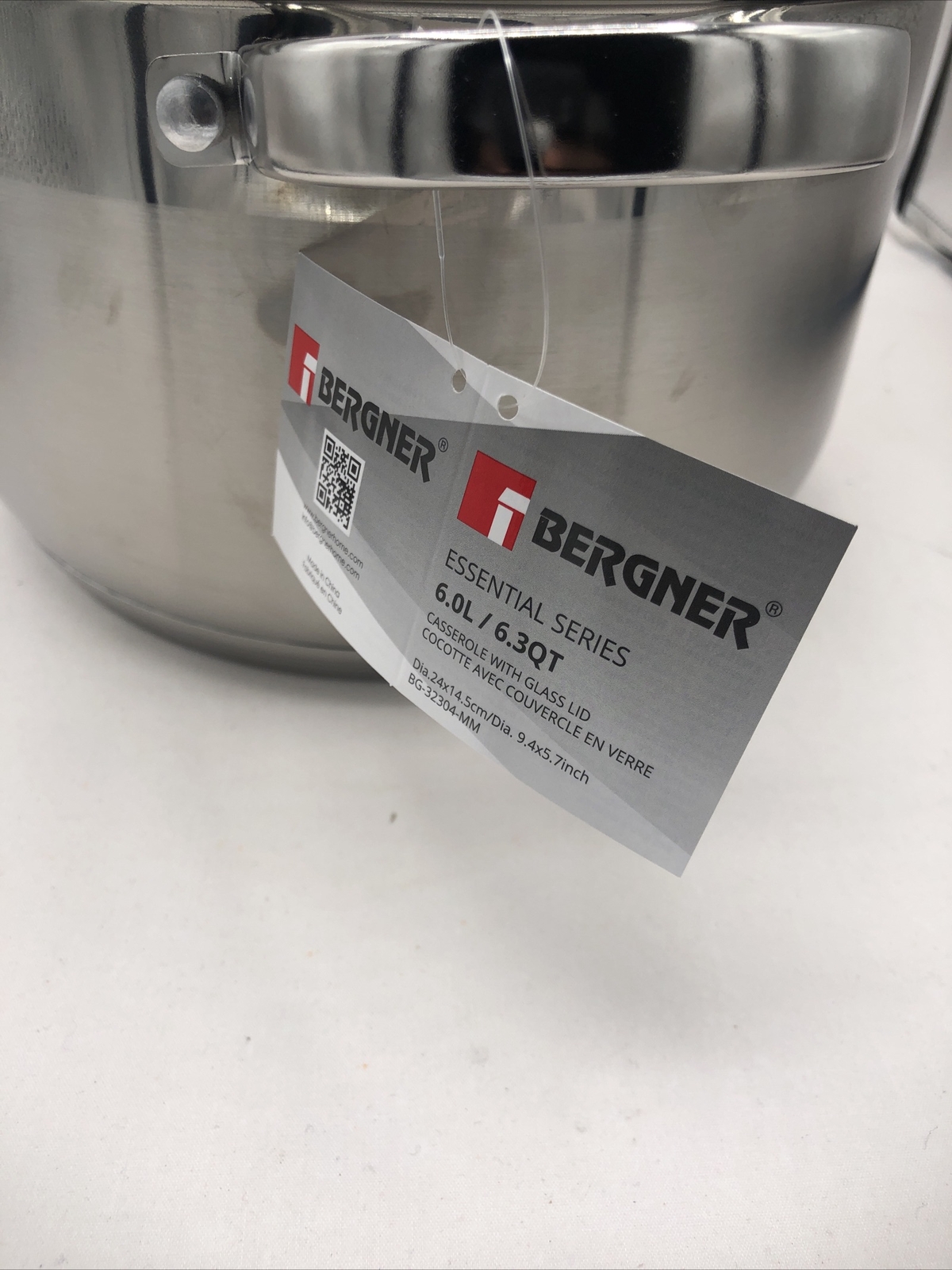 New Bergner Stainless Steel cookware Stock pot Casserole W/ Glass Lid 6 ...