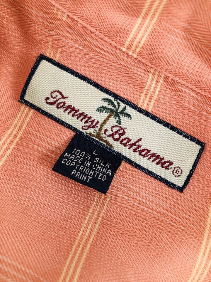 TOMMY BAHAMA Hula / PIN UP GIRL Embroidered 100% SILK Copyright Lg ...