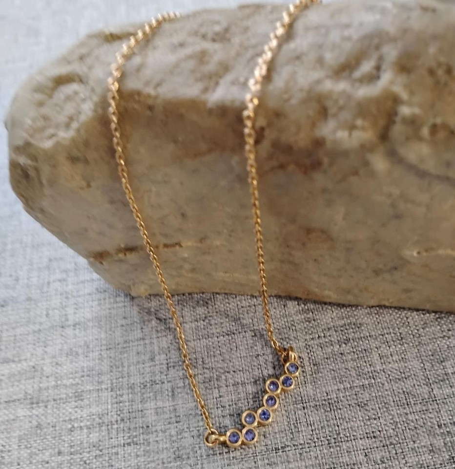 8 Stone Blue Sapphire Color Necklace - September Birthstone 16" | eBay UK