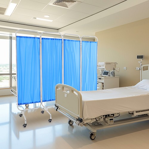 4-Panel Privacy Screen w/ Wheels Freestanding Mobile Privacy Screen ...