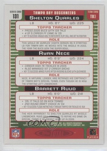 2006 Topps Total Shelton Quarles Ryan Nece Barrett Ruud #131 | eBay
