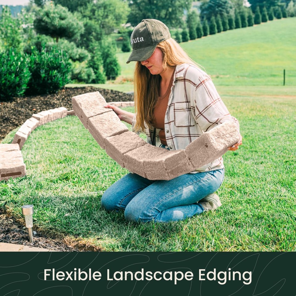 Landscape Edging | Garden Edging Border | Faux Stone Blocks for Lawn ...