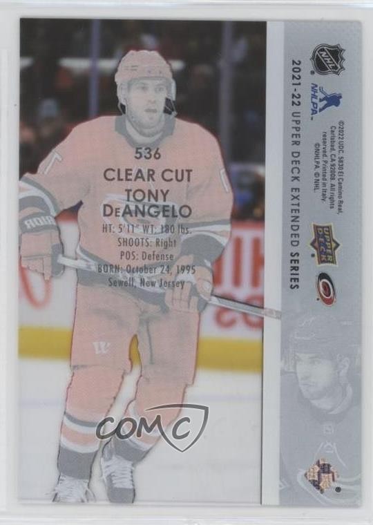 2021-22 Upper Deck Extended Series Clear Cut Anthony DeAngelo Tony ...