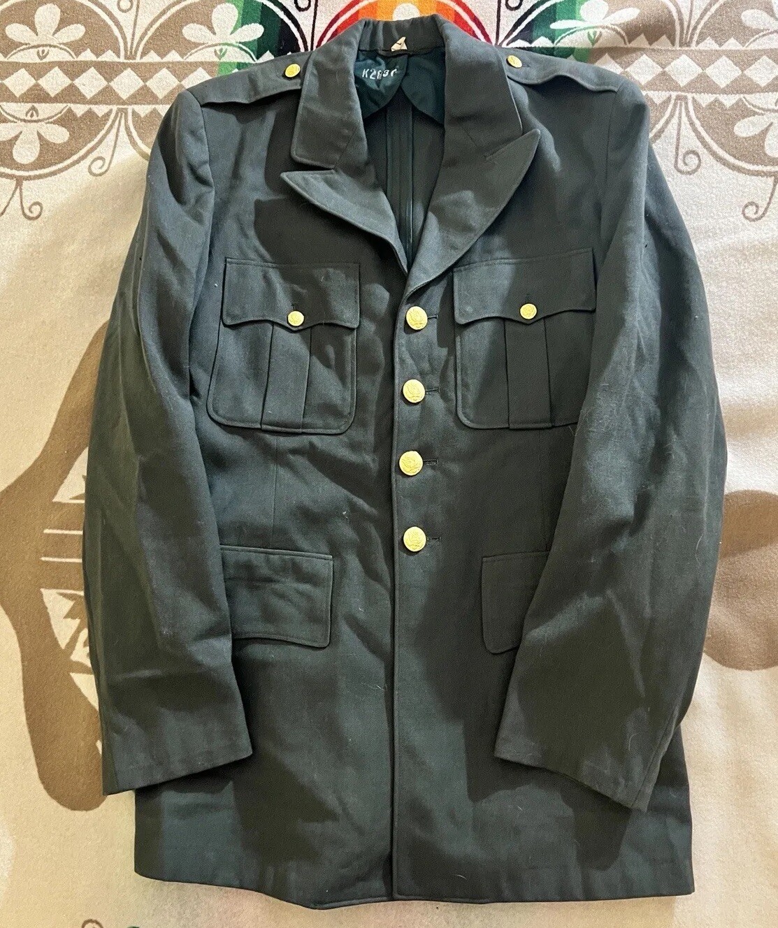1950s (1956) Green military Dress jacket. 38 L - Gem