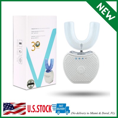 Sani White Ultrasonic Toothbrush Sparkle Glow U Shaped Teeth Whitening ...