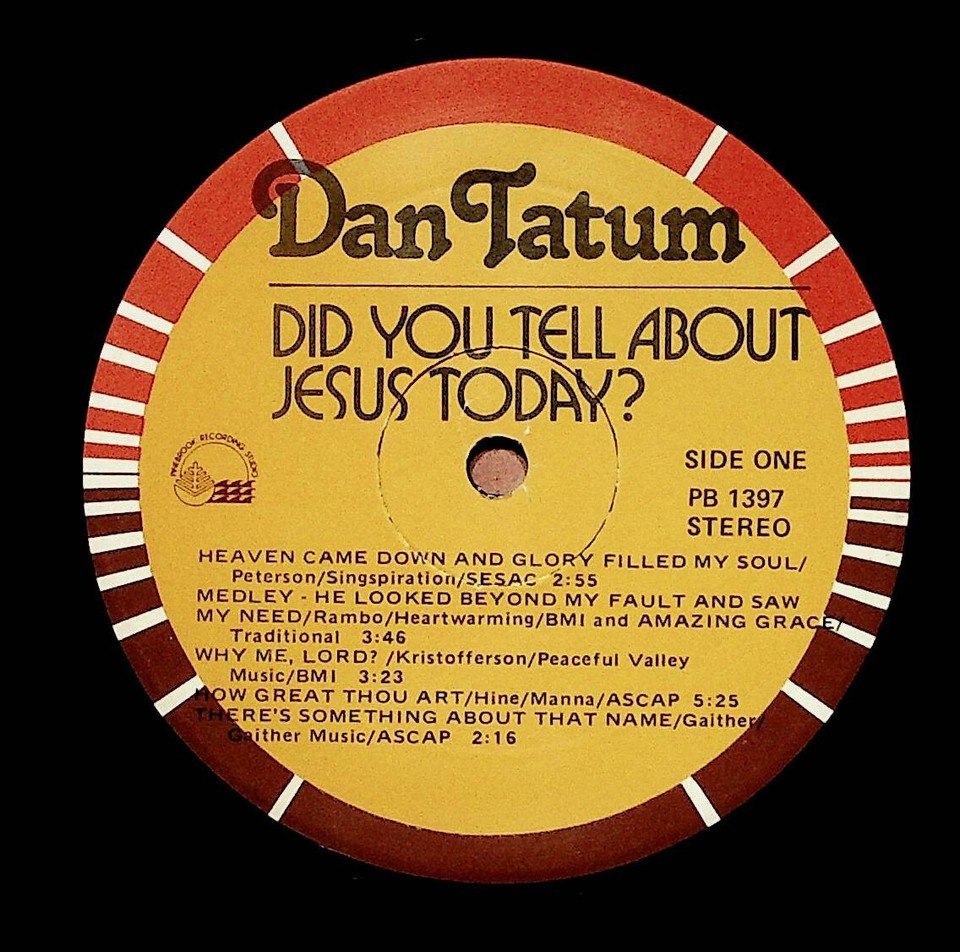 1978 Winston Salem North Carolina Dan Tatum Christian Gospel Vinyl LP ...