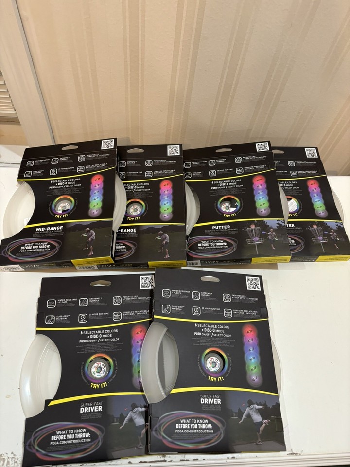 Nite Ize Flashlight LED Disc Golf Lot Of 6: Driver, Putter, Mid-Range ...