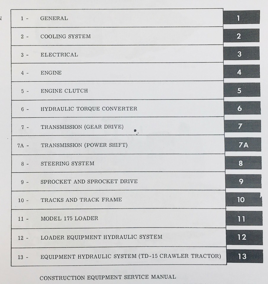 International 175C Loader Td15C Crawler Tractor Service Repair Shop ...