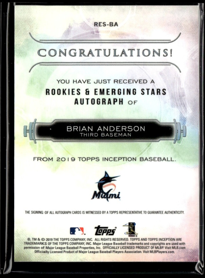 2019 Topps Inception Rookies & Emerging Stars Autographs Brian Anderson ...