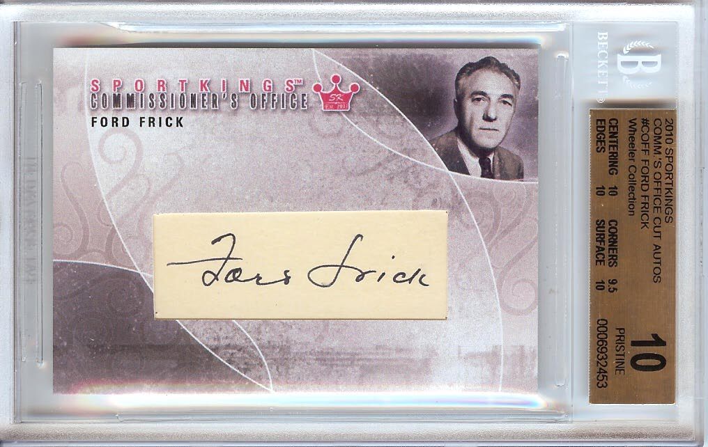 2010 SPORTKINGS COMMISSIONER'S OFFICE FORD FRICK 1/1 CUT AUTOGRAPH BGS ...