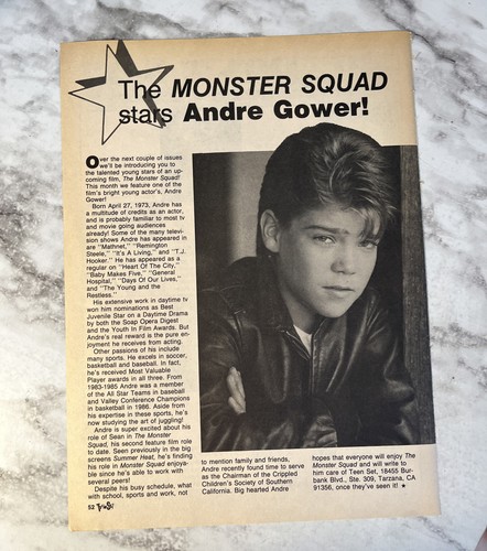 Andre Gower Pinup & Clipping from 80’s Teen Magazine. | eBay