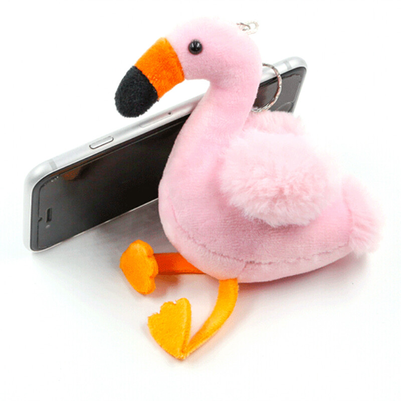 Lovely Flamingo Plush Toy Keychain Ring Pendant Soft Toy Key Ring ...