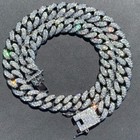 14mm Wide Glittering White Pave Set Sapphires & 935 Silver Cuban Link ...