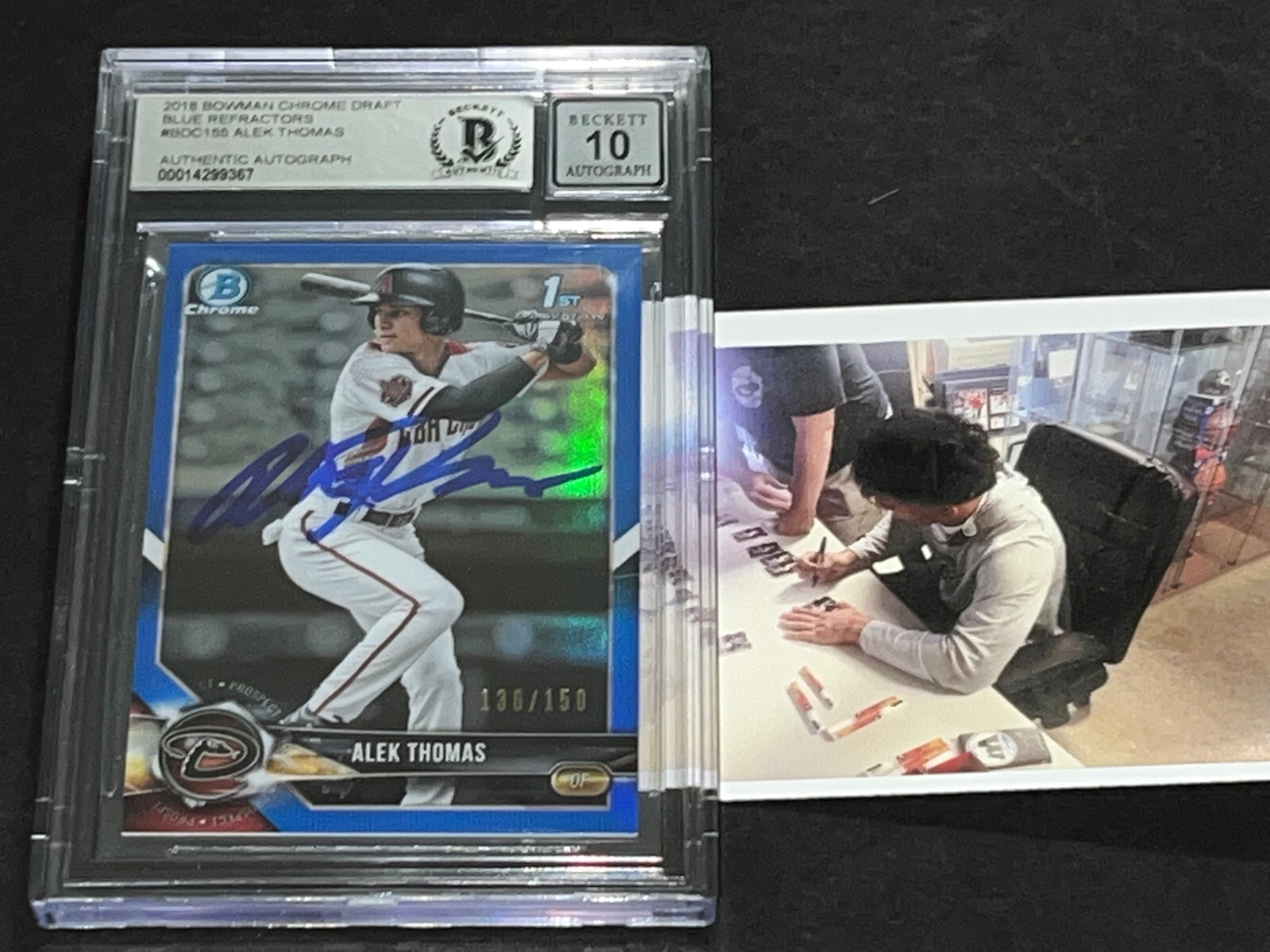 Alek Thomas Dbacks SIGNED 2018 1st BOWMAN Blue Refractor BECKETT BAS ...