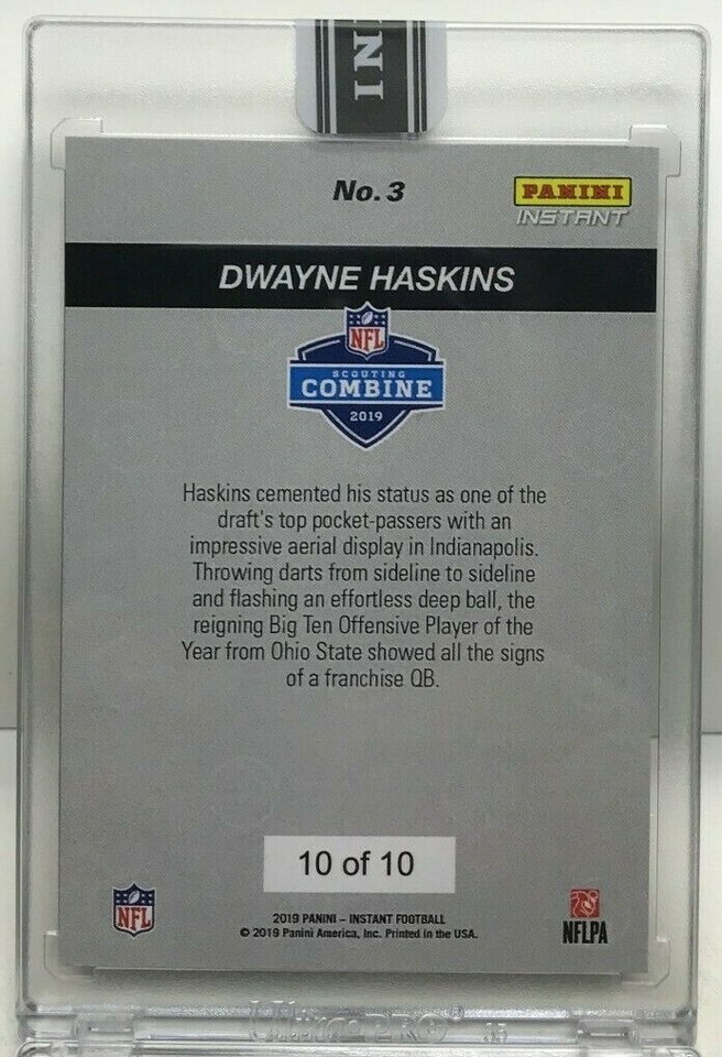 Dwayne Haskins 2019 Panini Instant NFL Combine #3 - GREEN Parallel RC ...