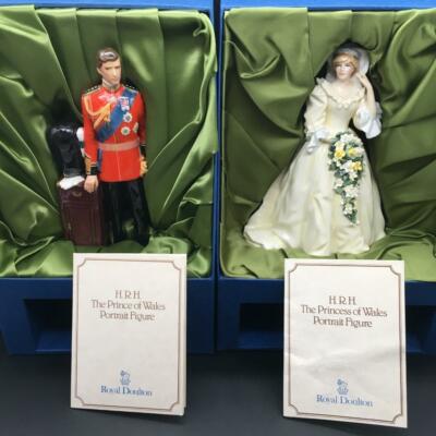 PAIR OF ROYAL DOULTON FIGURINES HRH PRINCE & PRINCESS OF WALES HN2884 ...
