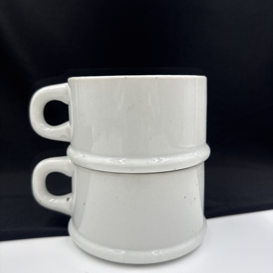 Trend Pacific Galaxy Set Of (2) 2 3/4” Lrg Soup Mugs Milkstone White ...