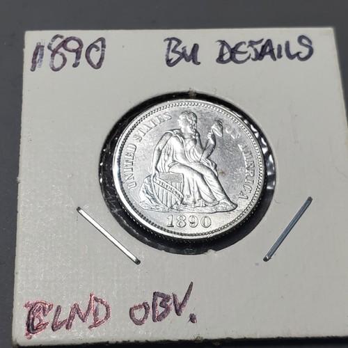 1890 Silver Seated Liberty Dime Type 5 Legend Obverse | eBay
