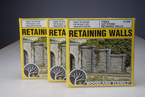 WOODLAND SCENICS 3-Sealed Packs HO Scale RETAINING WALLS C1259 MODEL ...
