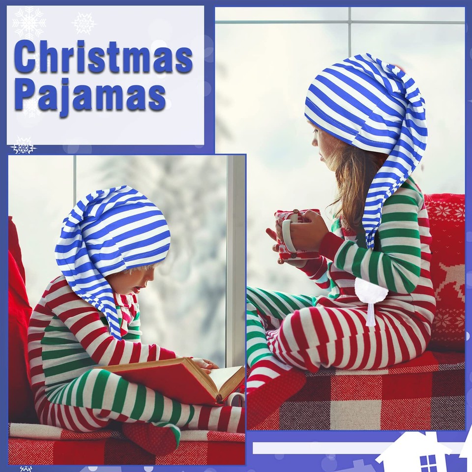 2 Pcs Mens Night Cap Striped Pajama Hat Adjustable Sleeping Caps with ...
