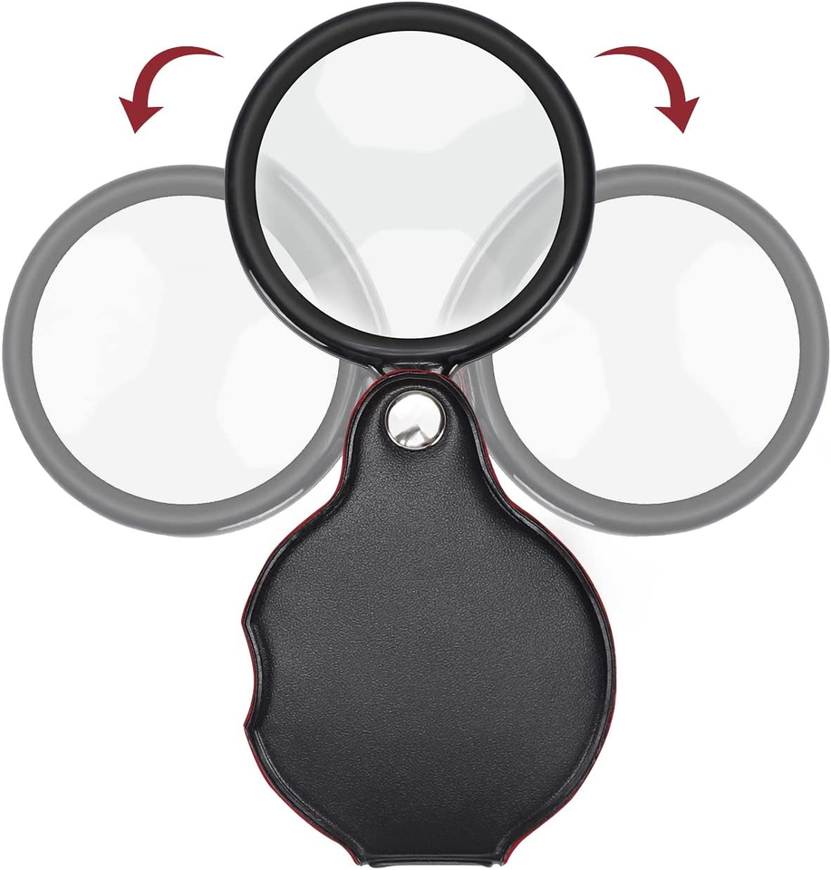 10X Small Magnifying Glass, 4 PCS Mini Pocket Magnifier Folding Magnify ...