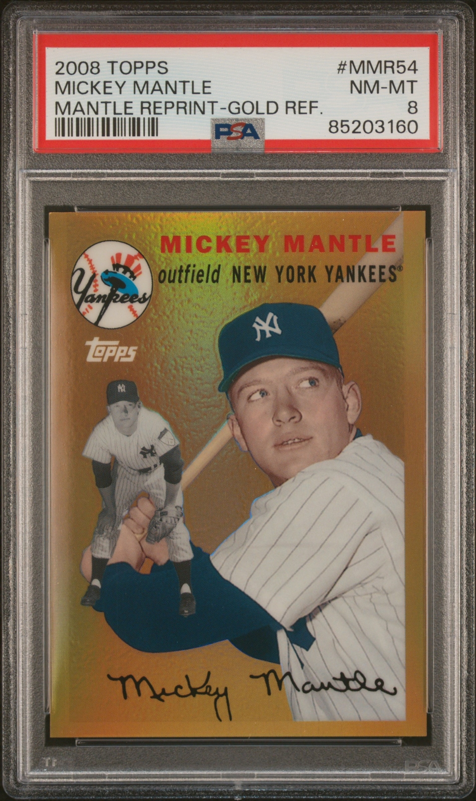 2008 TOPPS MICKEY MANTLE REPRINT GOLD REFRACTOR #MMR54 MICKEY MANTLE ...