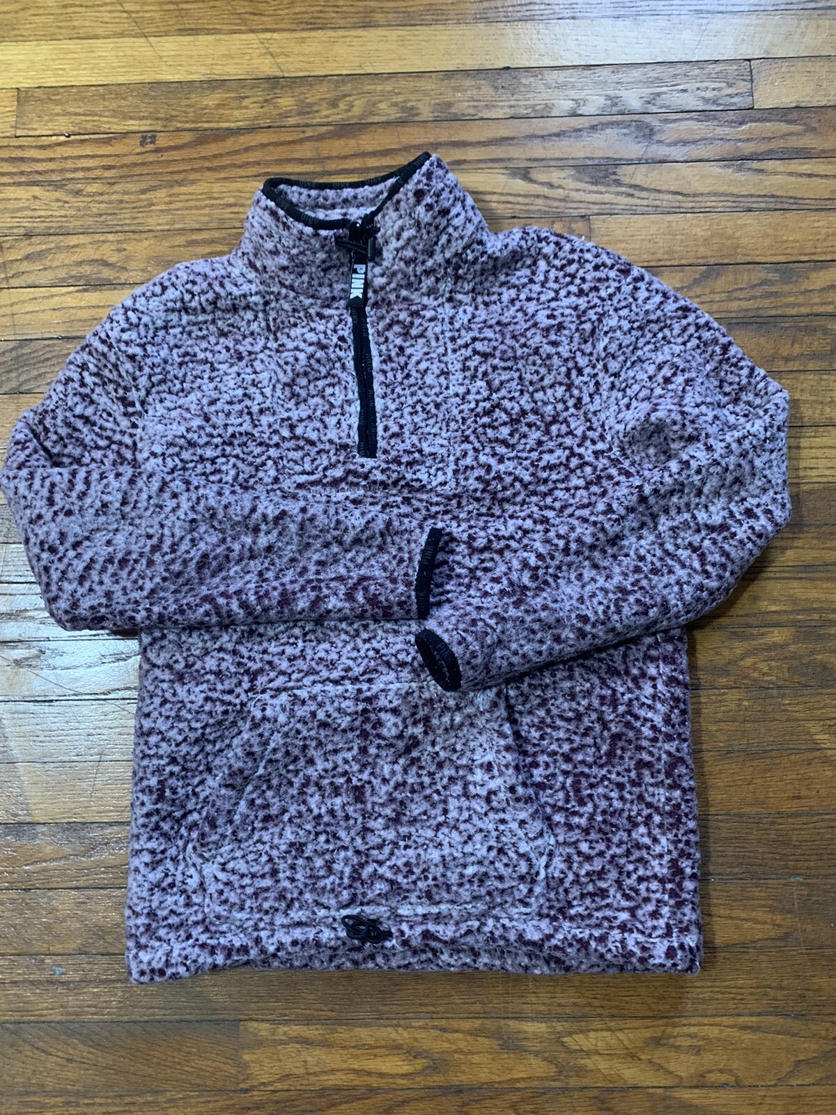PINK Victoria Secret Half Zip Sherpa Pullover Womens XS Purple | eBay