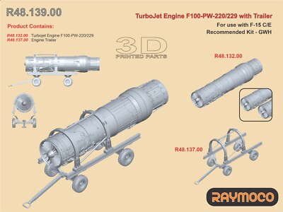 RAYMOCO R48.139.00 1/48 Turbojet Engine F100-PW-220/w Trailer For use ...