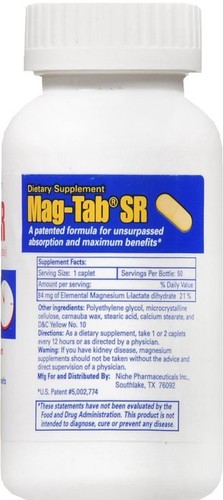 Mag Tab SR Magnesium L Lactate Dihydrate 84mg Dietary Supplement 100ct ...