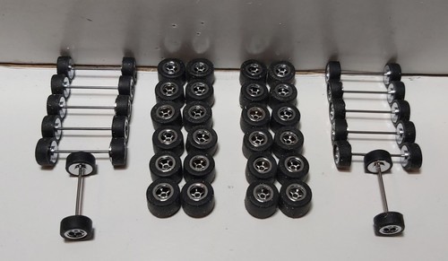 JAG HOBBIES TR-3 HO SLOT CAR NEW WHEELS AND TIRES, 12 SETS IN ALL. TJET ...