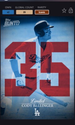 Topps Bunt Cody Bellinger 2017 Limited Iconic #35 Rookie Dodgers Blue 😍 ...