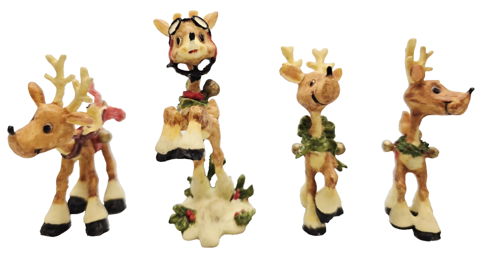 Enesco North Pole Village Reindeer Set/4 Prancer, Prince, Cupid, Dasher ...