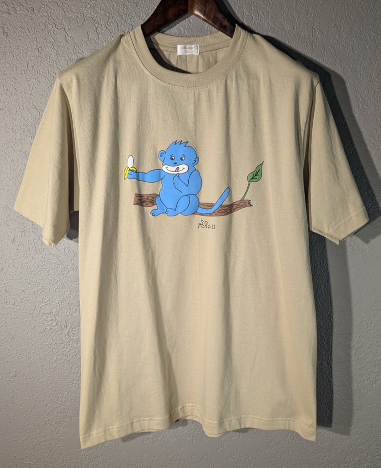 Blue Monkey Men's XL T-Shirt Funny Chimpanzee Graphic Tee Cheeky Monkey ...