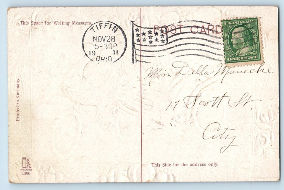 Easter Postcard Greetings Turkey Bicycle Pulling Cart Embossed Tiffin ...