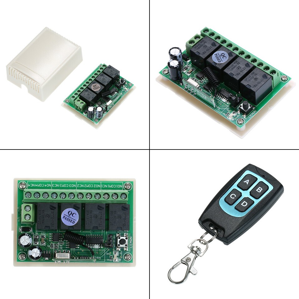 DC 12V 4CH 433Mhz Wireless RF Switch Long Range Wireless Remote Control ...