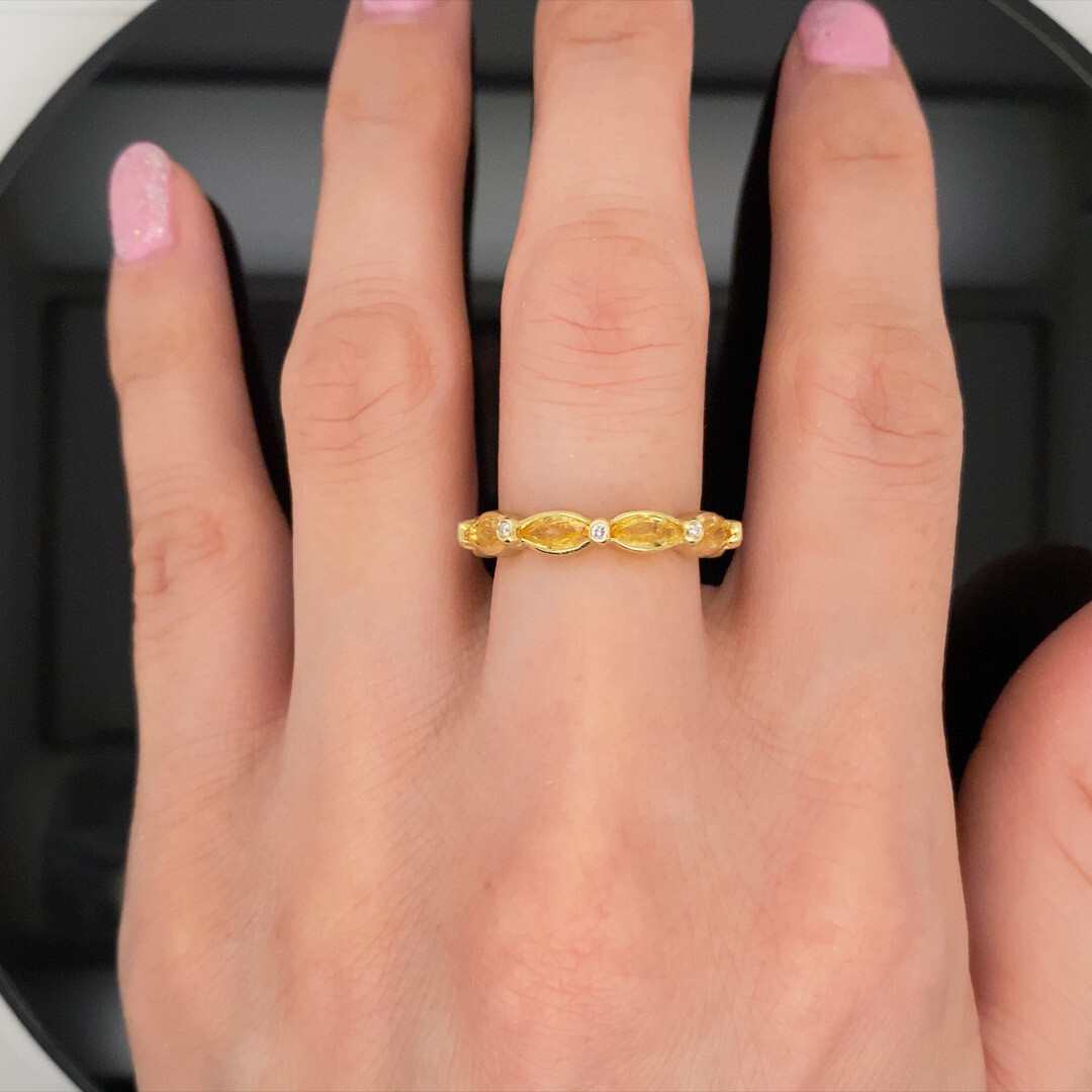 Doris Panos 18k Gold 1.80Ctw Diamond & Yellow Sapphire Eternity Ring $2500 Retai | eBay