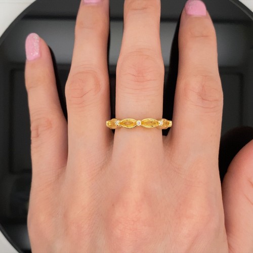 Doris Panos 18k Gold 1.80Ctw Diamond & Yellow Sapphire Eternity Ring ...