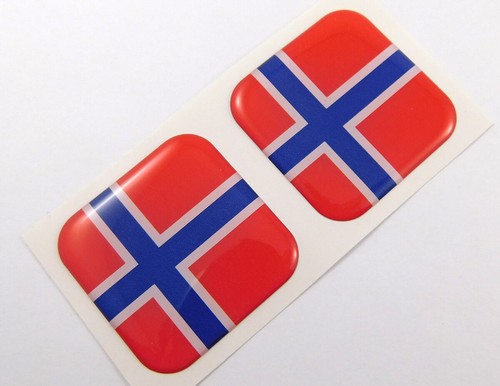 Norway Norwegian Flag Square Domed Decal car bike gel stickers 1.5" 2pc ...