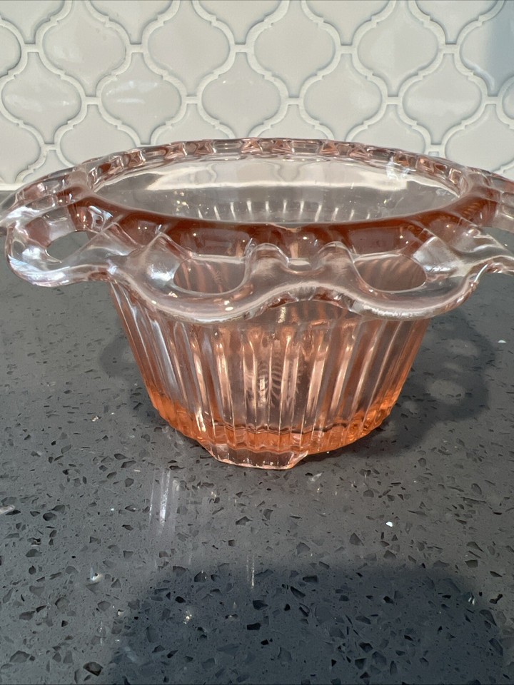Vintage Anchor Hocking Glass Open Lace Pink Cupcake Glass Bowl w ...